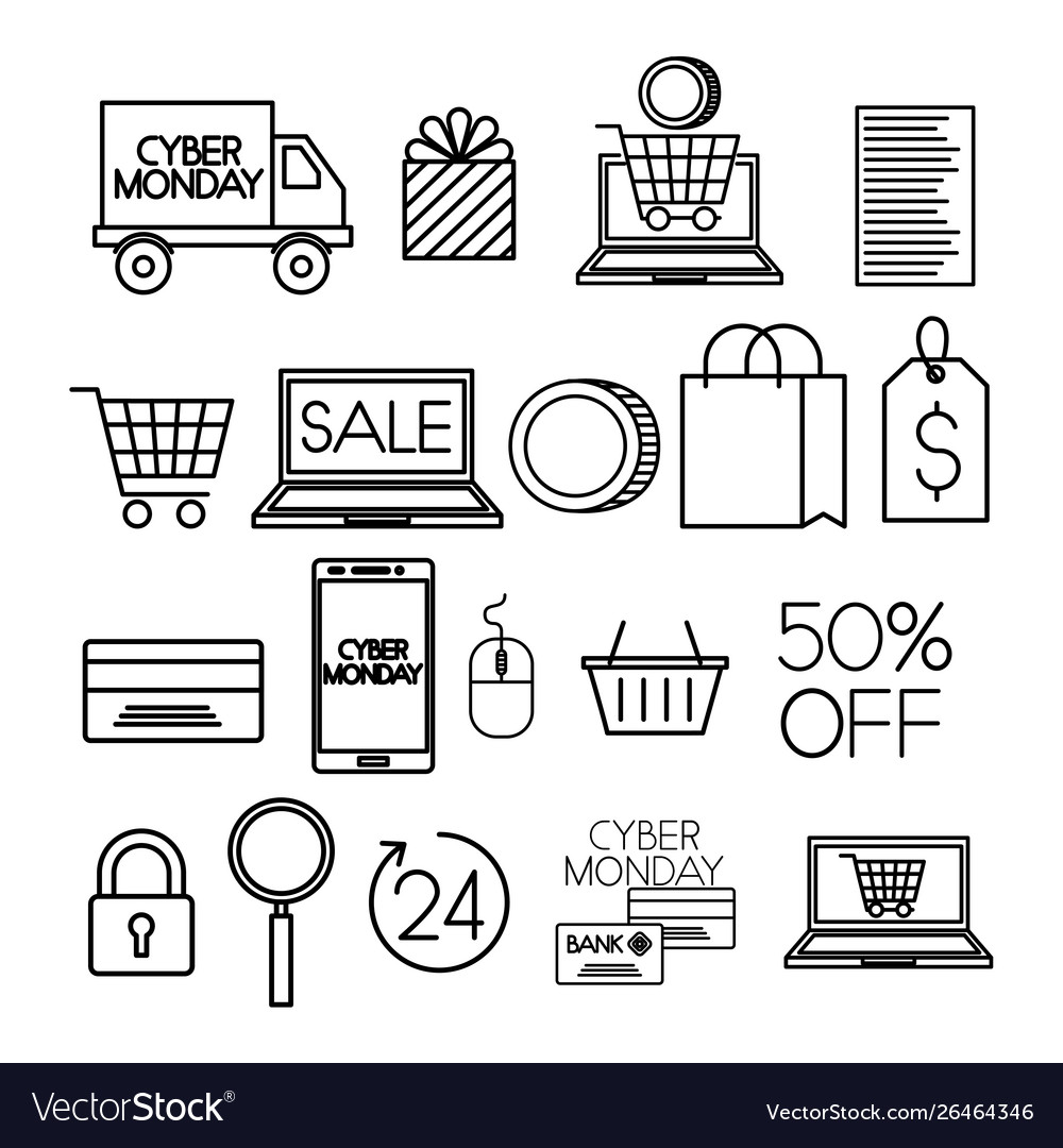 Bundle ecommerce set icons Royalty Free Vector Image