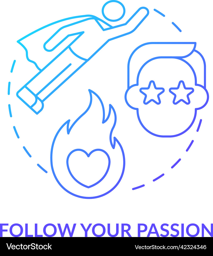 Follow your passion blue gradient concept icon Vector Image