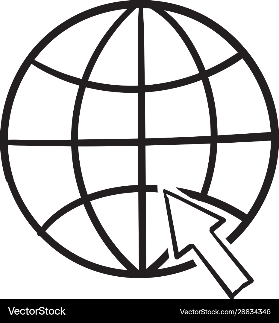 Go to web symbol icon with doodle handdrawn style Vector Image