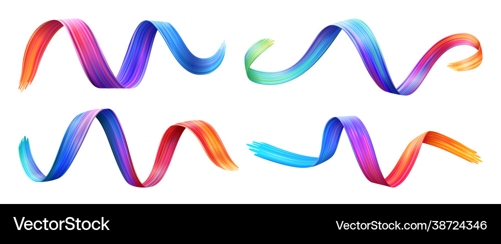 Multicolor gradient watercolor brushstroke ribbons