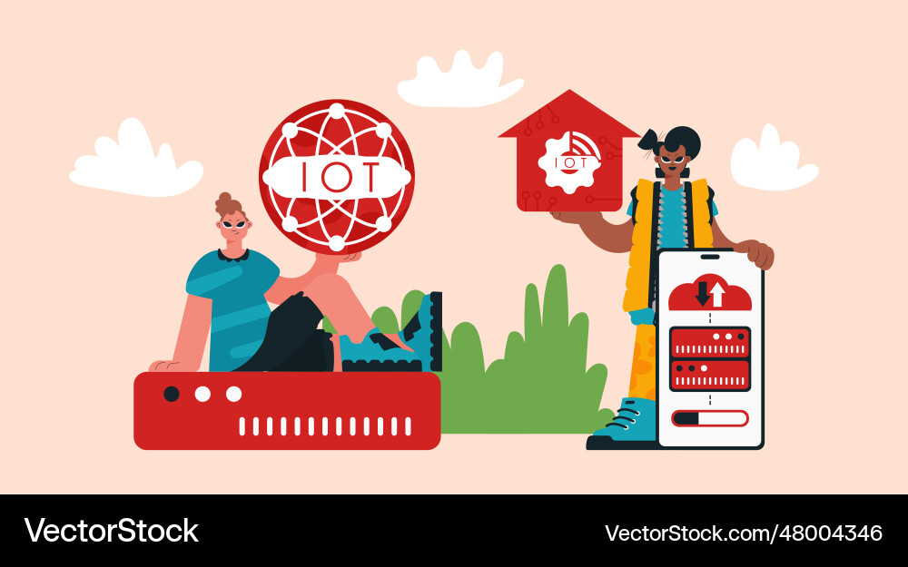 Representation of the iot improvement and back Vector Image
