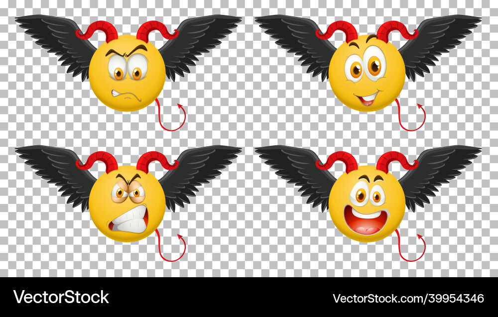 Set of devil emoticon with facial expression Vector Image