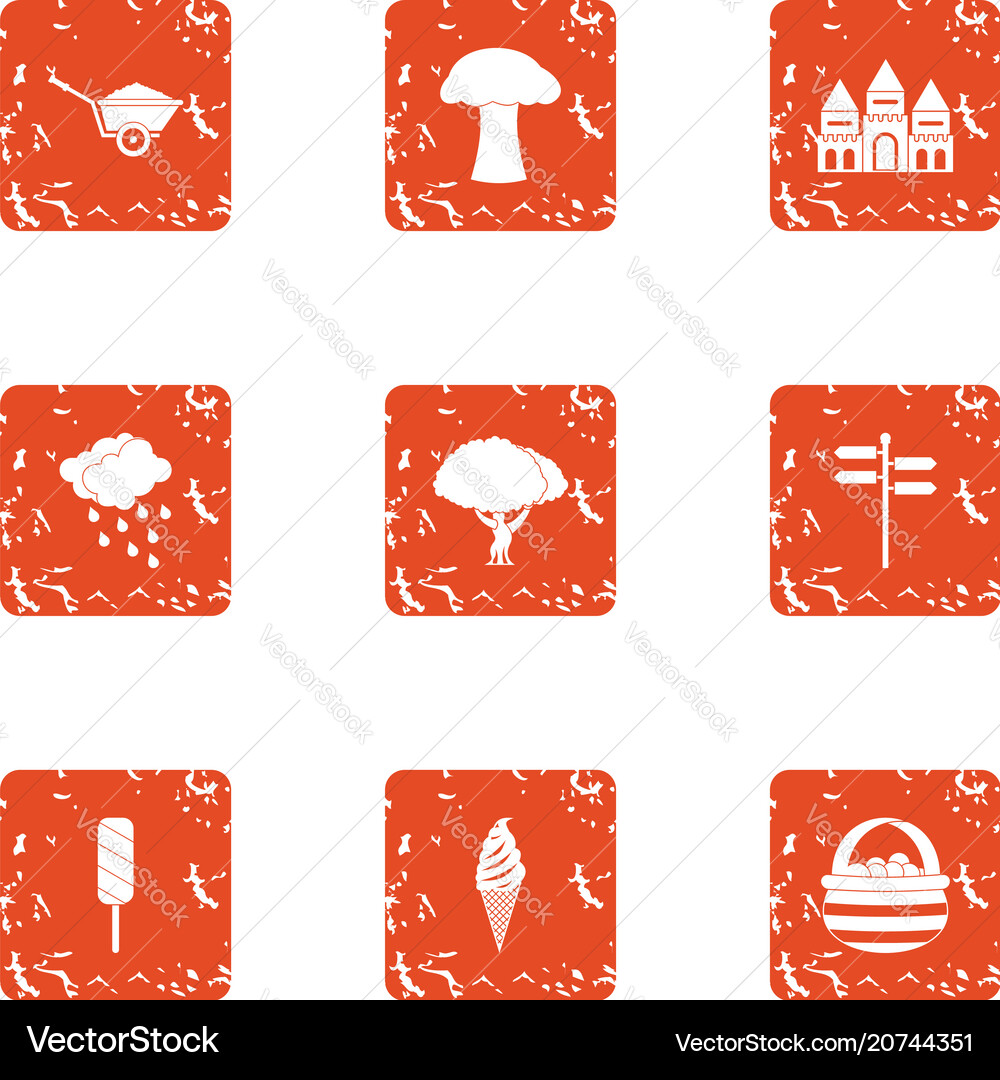 Accomplishment icons set grunge style Royalty Free Vector