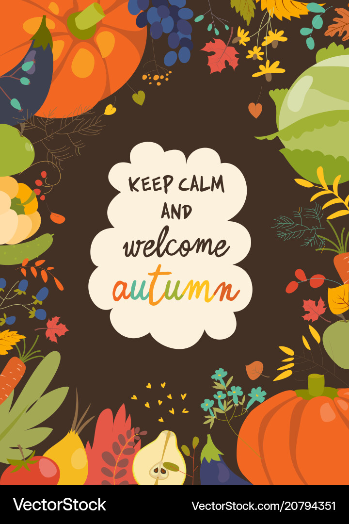 Autumn nature frame fall season with vegetables Vector Image