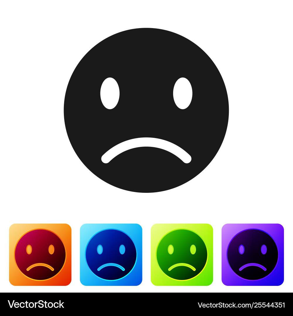 Black sad smile icon isolated on white background Vector Image