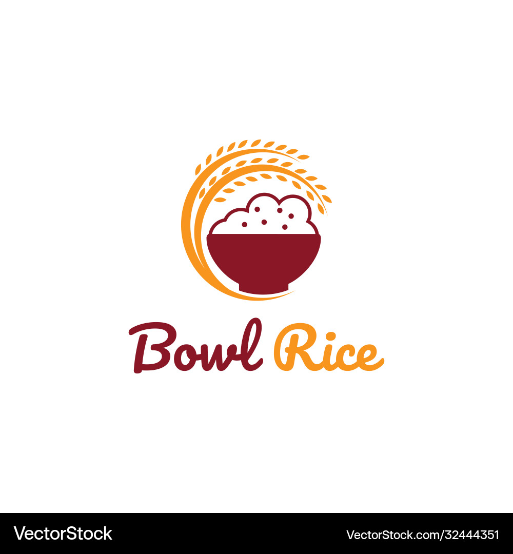 Bowl rice food logo Royalty Free Vector Image - VectorStock