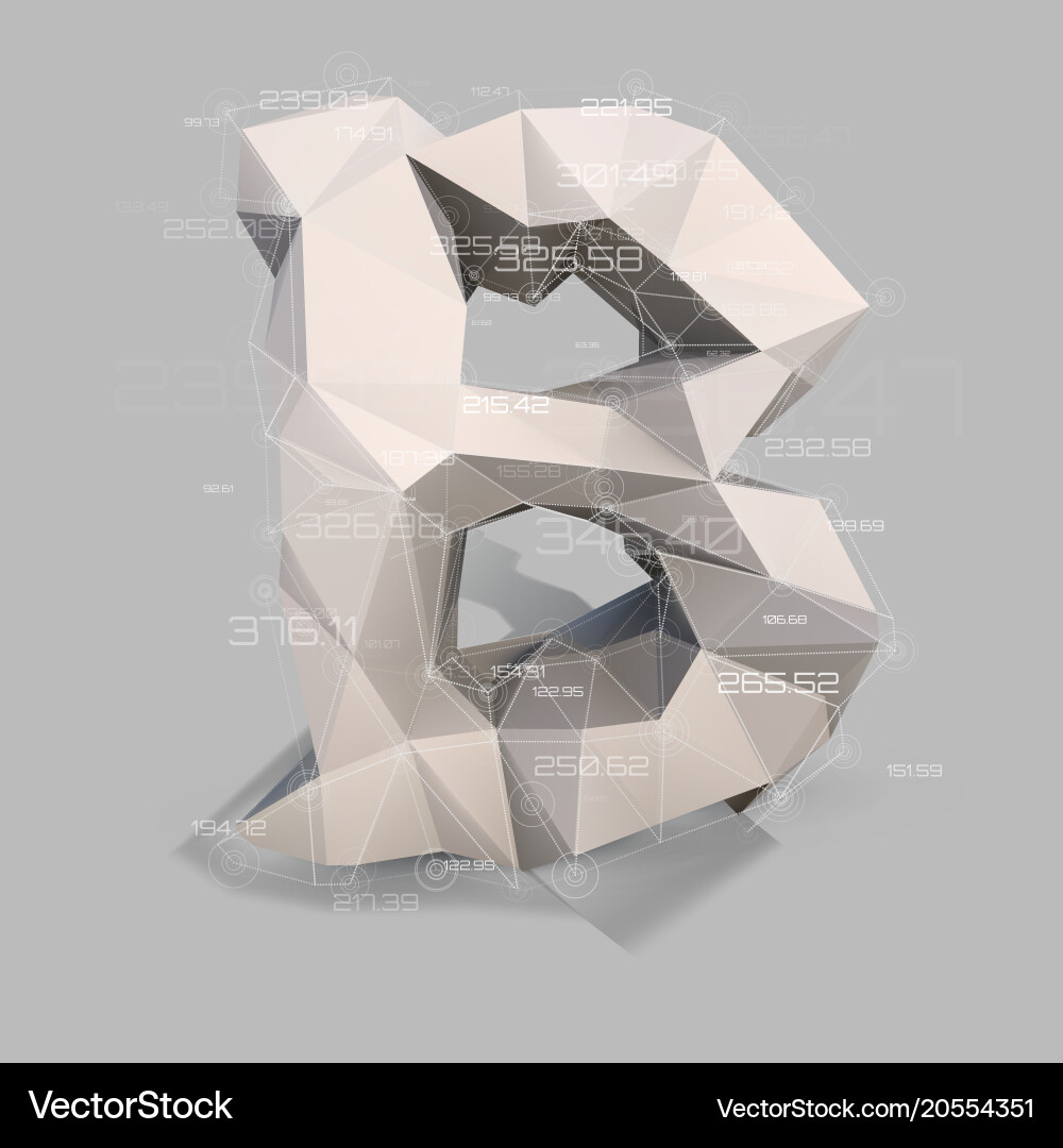 Capital latin letter b in low poly style Vector Image