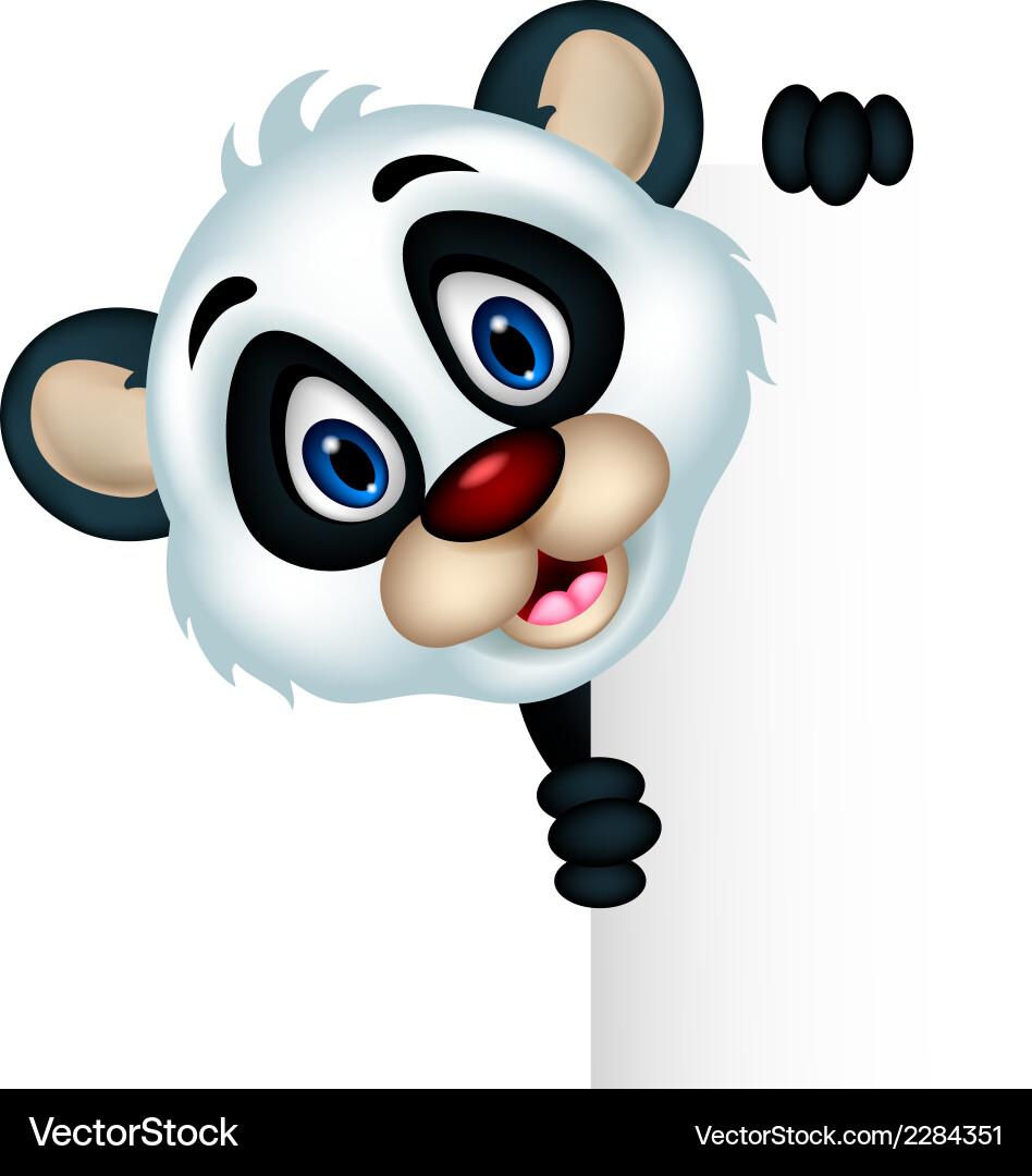 Cute panda cartoon posing with blank sign Vector Image