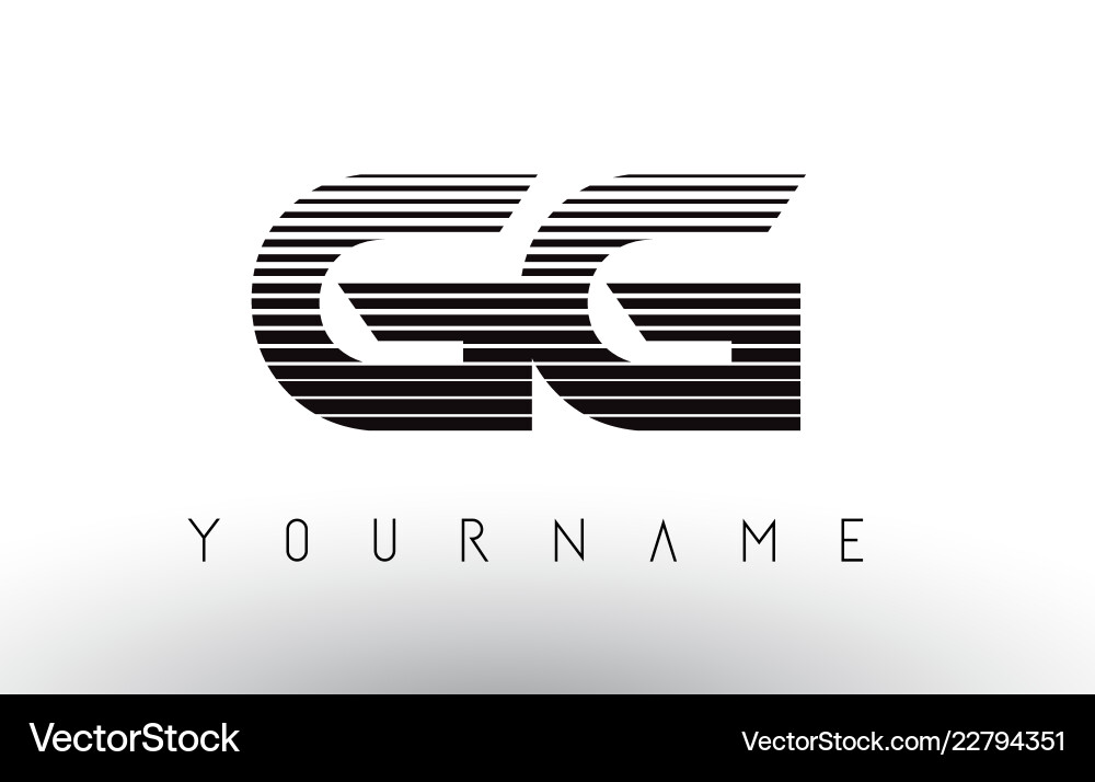Gg g black and white horizontal stripes letter Vector Image