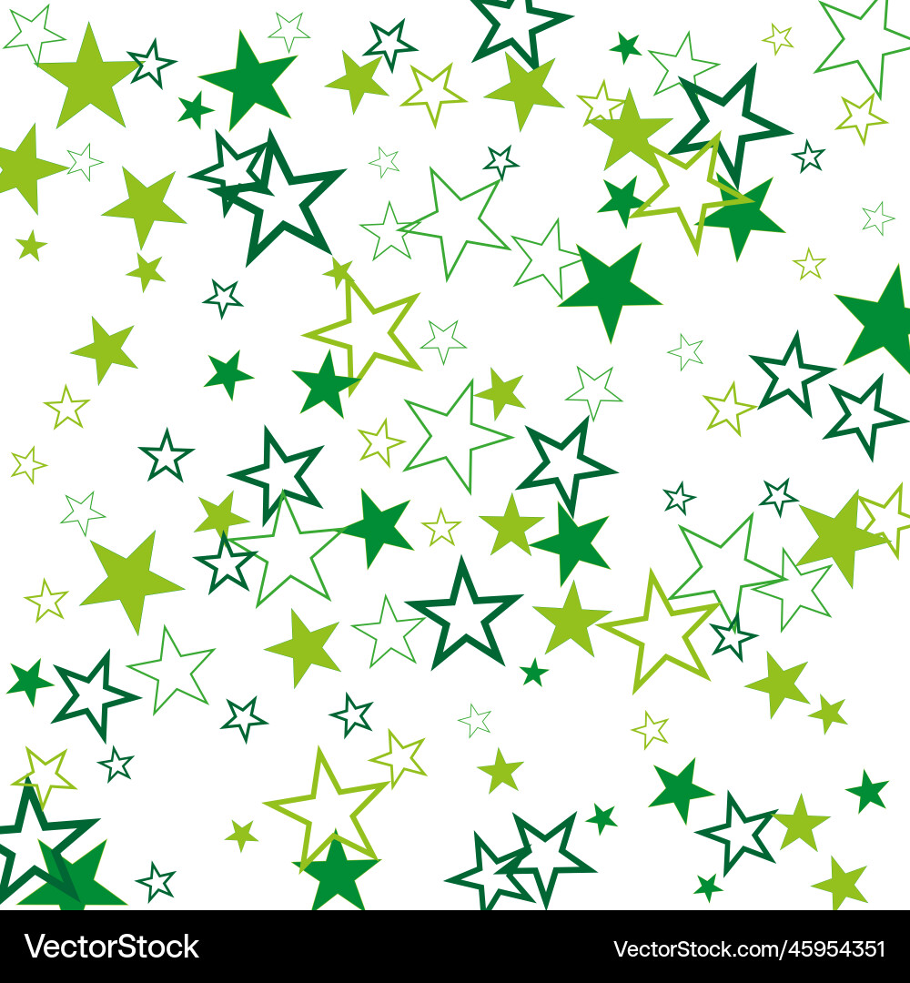 Green stars confetti on white background design Vector Image