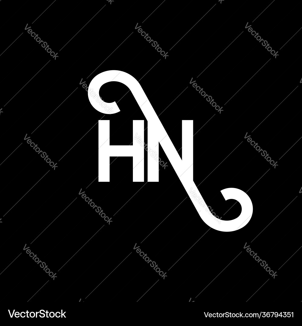 Hn letter logo design on black background Vector Image