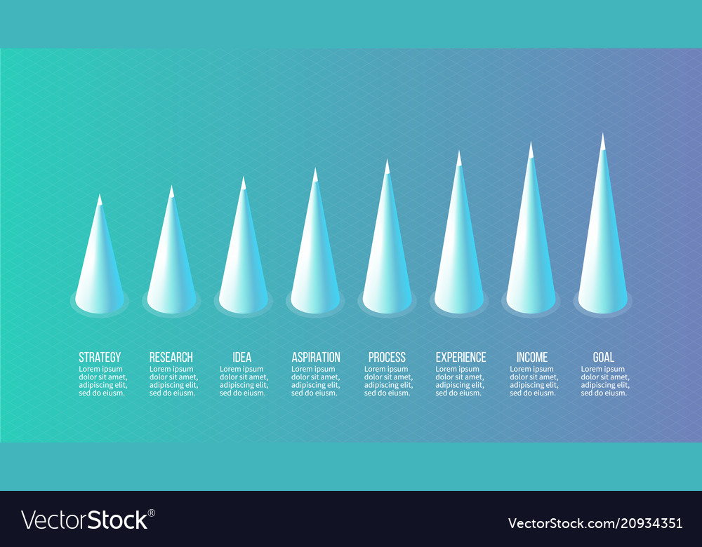 Isometric infographics bar chart graph with 8 Vector Image