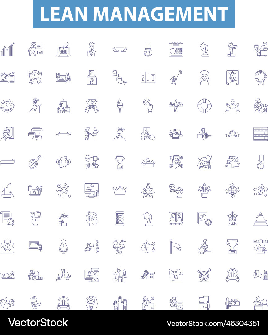 Lean management line icons signs set Royalty Free Vector
