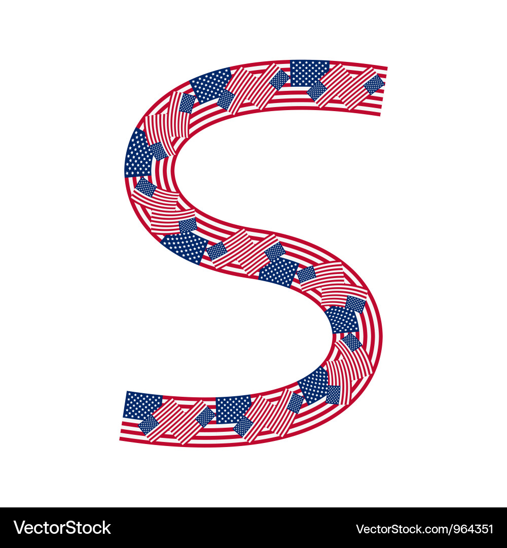 Letter s made of usa flags Royalty Free Vector Image