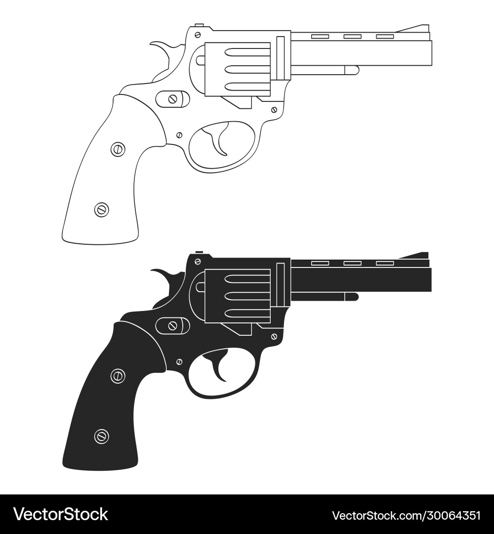 Monochrome icon with revolver Royalty Free Vector Image
