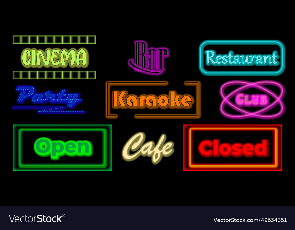 Neon glowing lettering bar restaurant club cafe Vector Image
