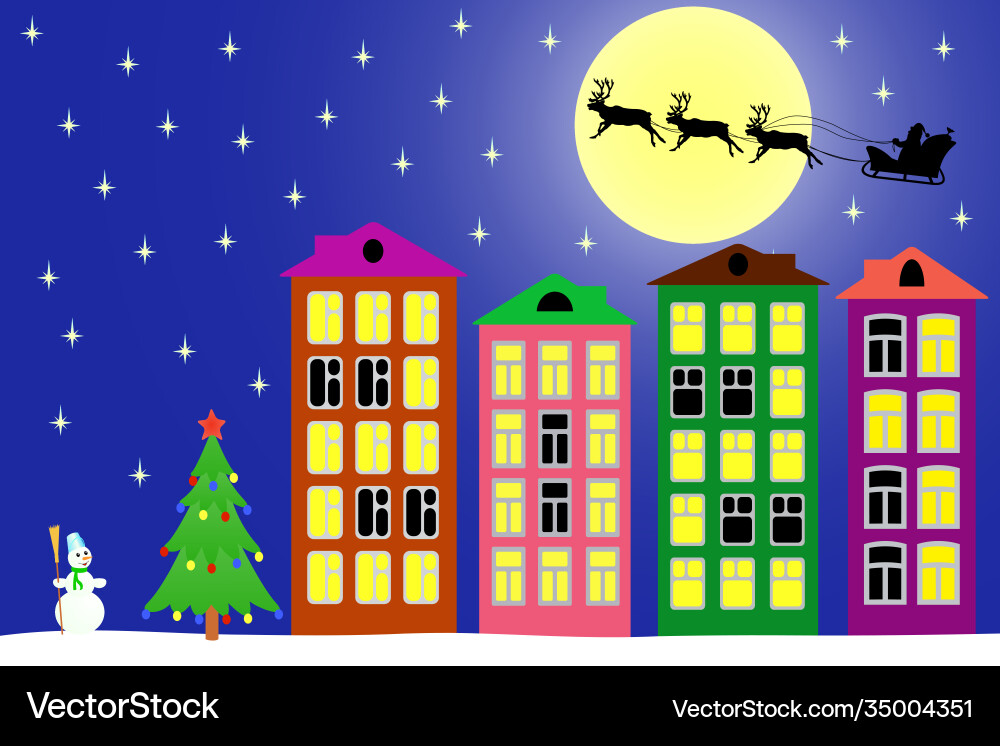 New year night in town Royalty Free Vector Image