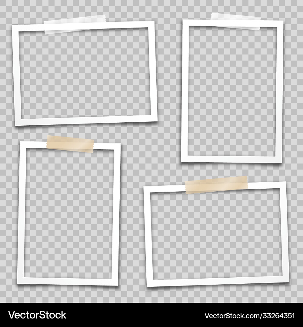 Realistic empty photo card frame film set retro Vector Image