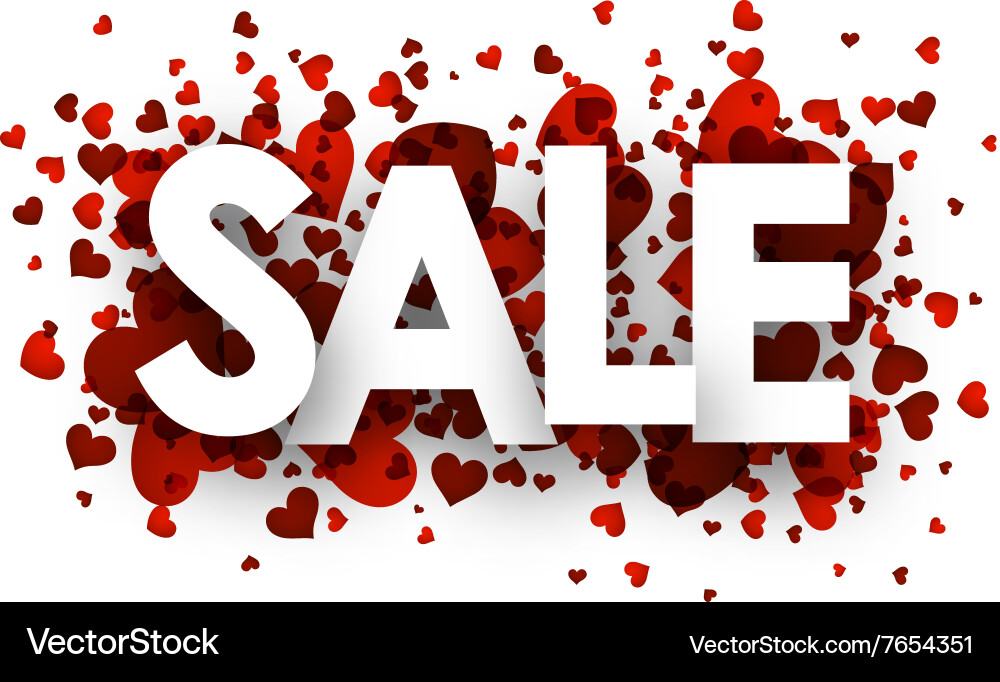 Sale card with hearts Royalty Free Vector Image