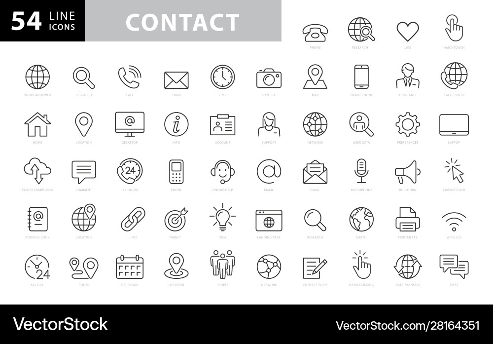 Set 54 contact us web icons in line style web Vector Image