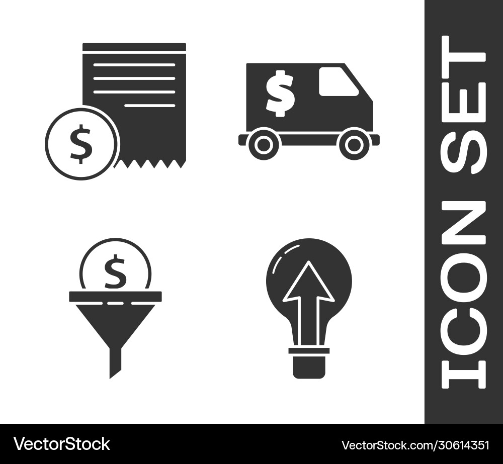 Set light bulb paper check and financial check Vector Image