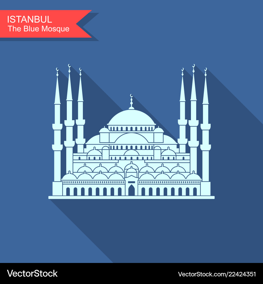 The blue mosque istanbul turkey flat icon Vector Image