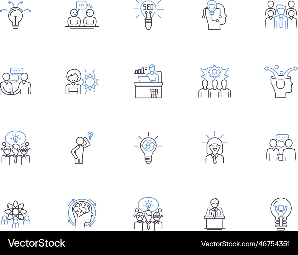 Thinking people outline icons collection Vector Image