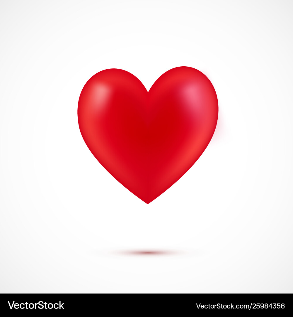 3d realistic red heart isolated on white Vector Image