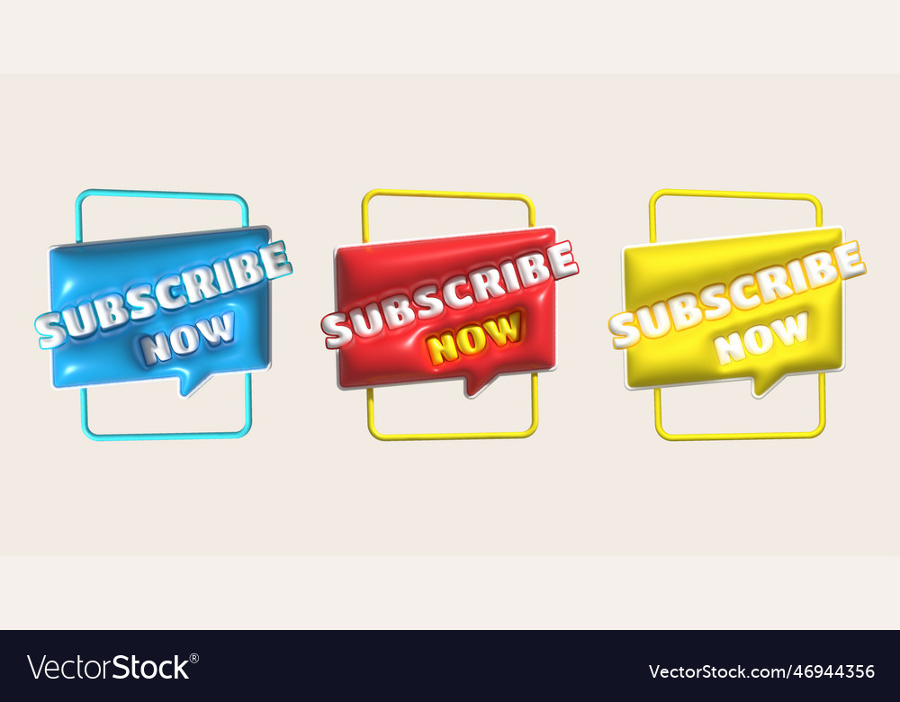 3d subscribe icon subscribe button element Vector Image