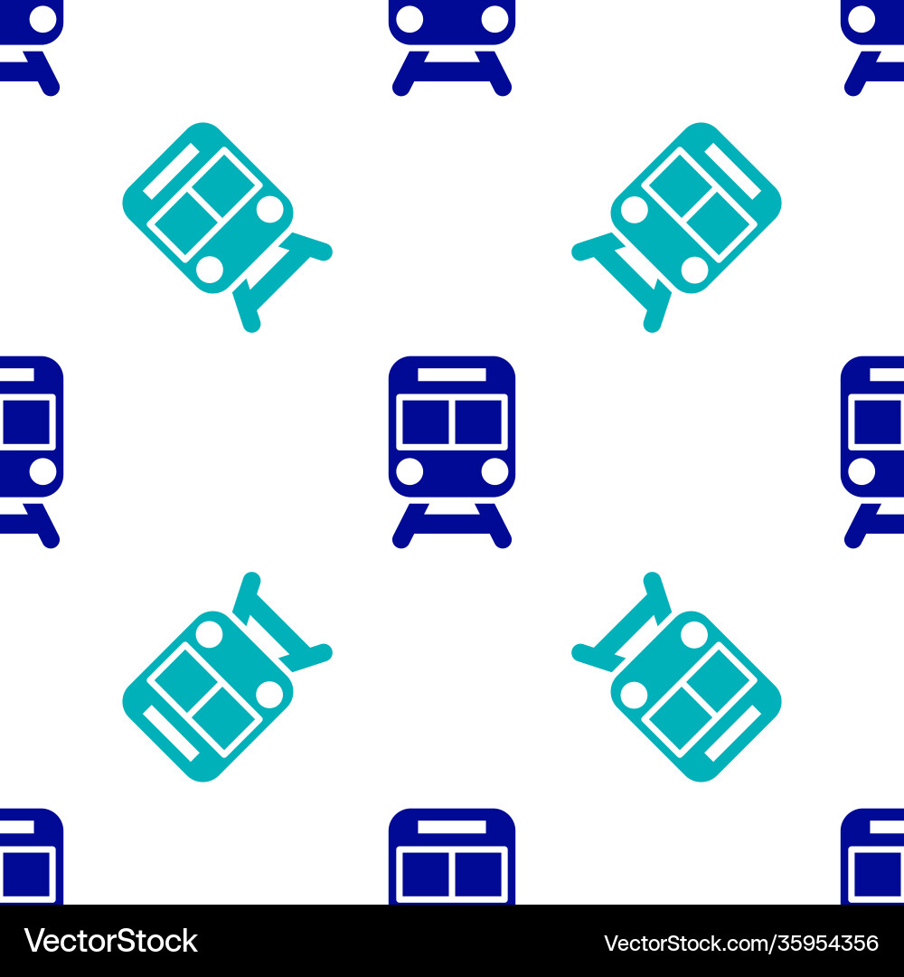 Blue train and railway icon isolated seamless Vector Image