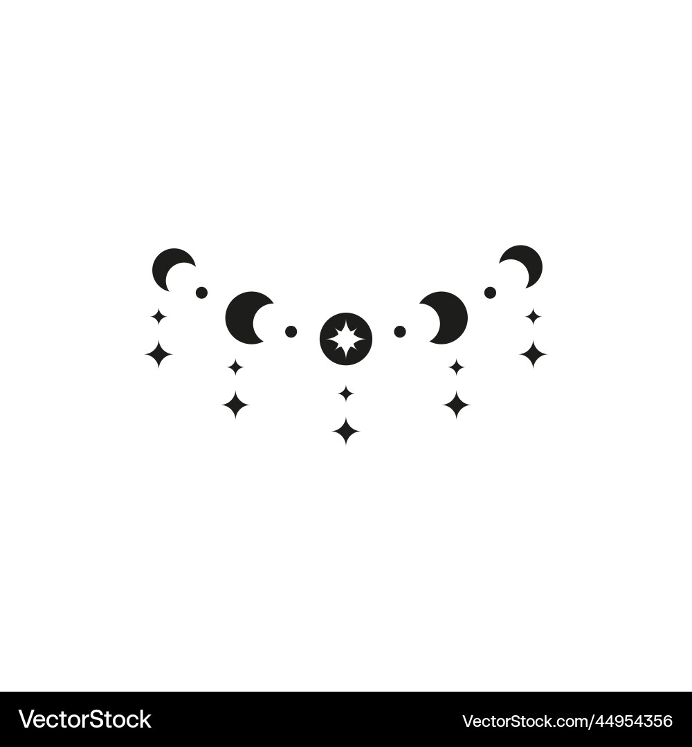 Bohemian black moon phases with stars Royalty Free Vector