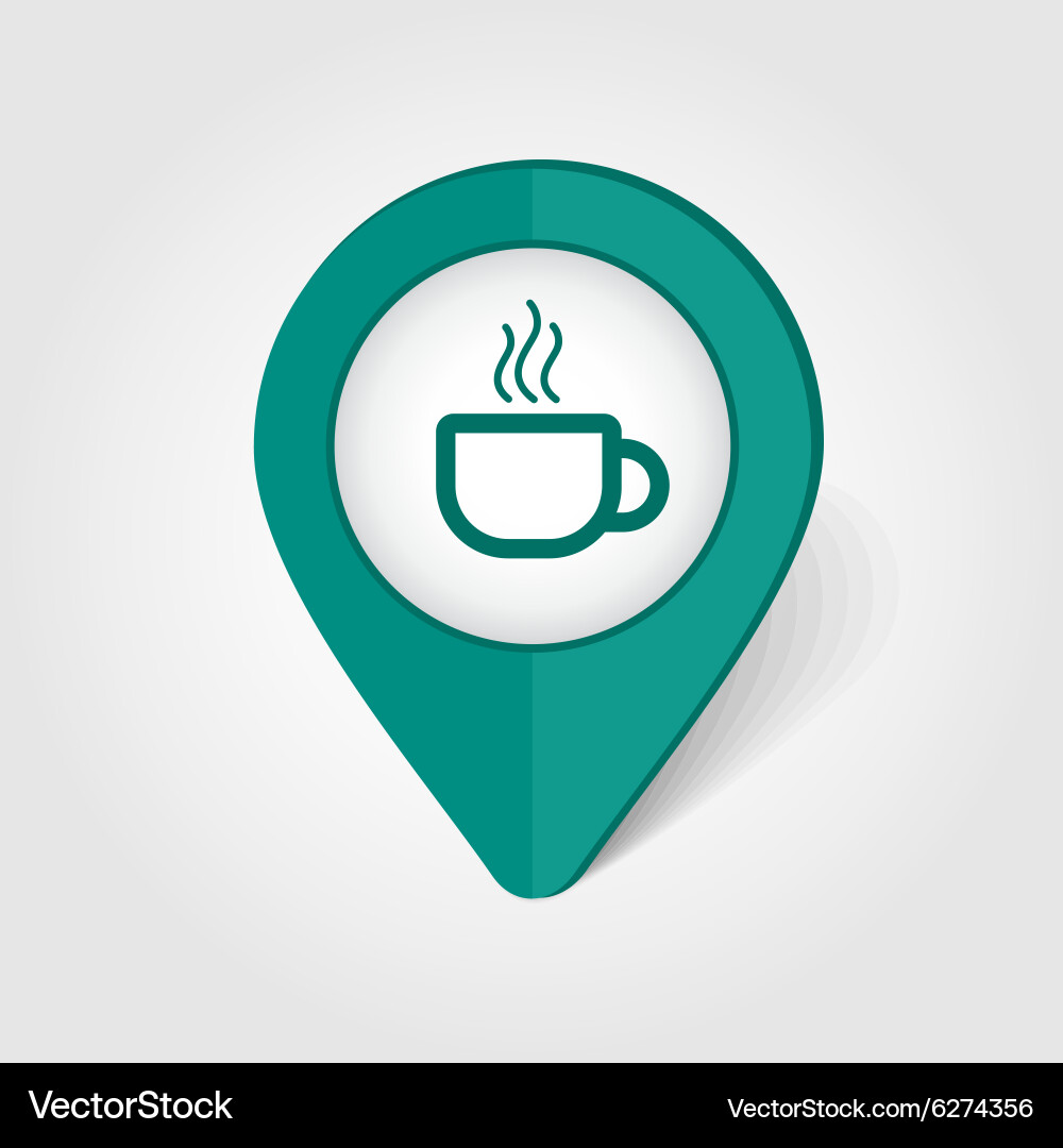 Cap of tea or coffee map pin icon Royalty Free Vector Image