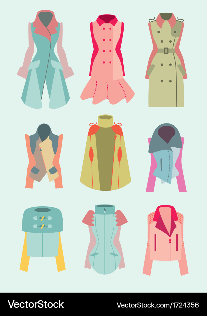 Collection woman coats and jackets Royalty Free Vector Image
