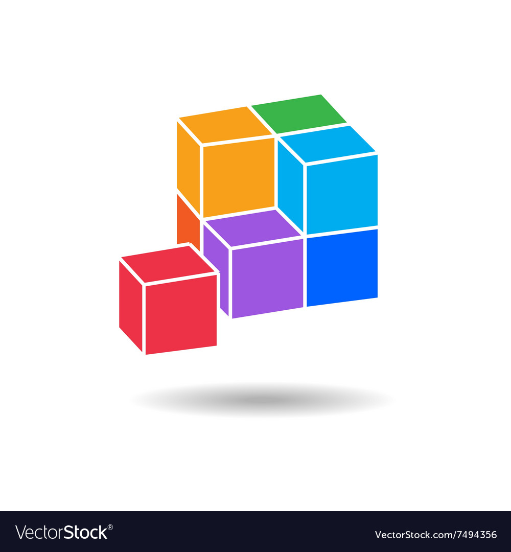 Cube composition icon perspective view pyramid Vector Image