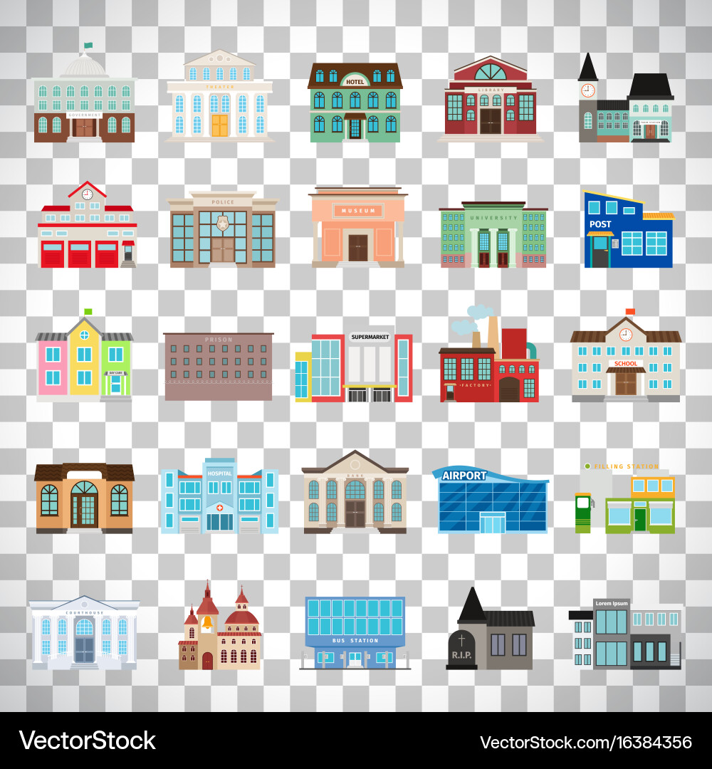 Government buildings on transparent background Vector Image