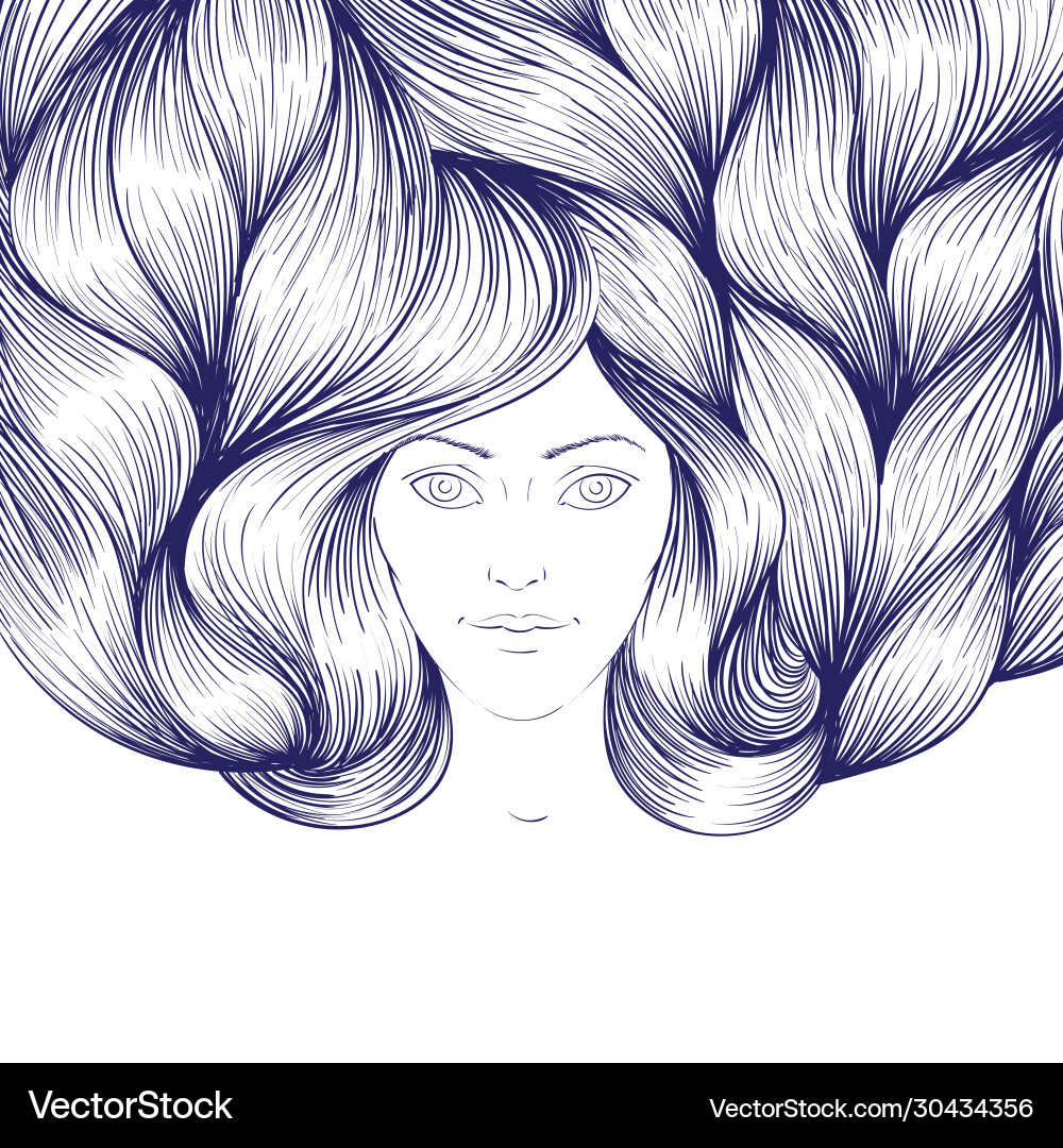 Line blue a beautiful girl Royalty Free Vector Image