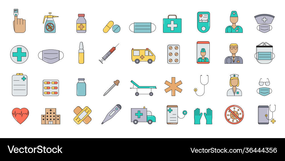 Medicine equipment doctors medicines help simple Vector Image