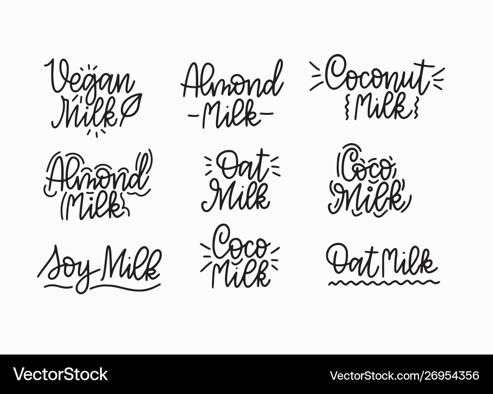 Non-dairy plant based vegan milk alternative Vector Image