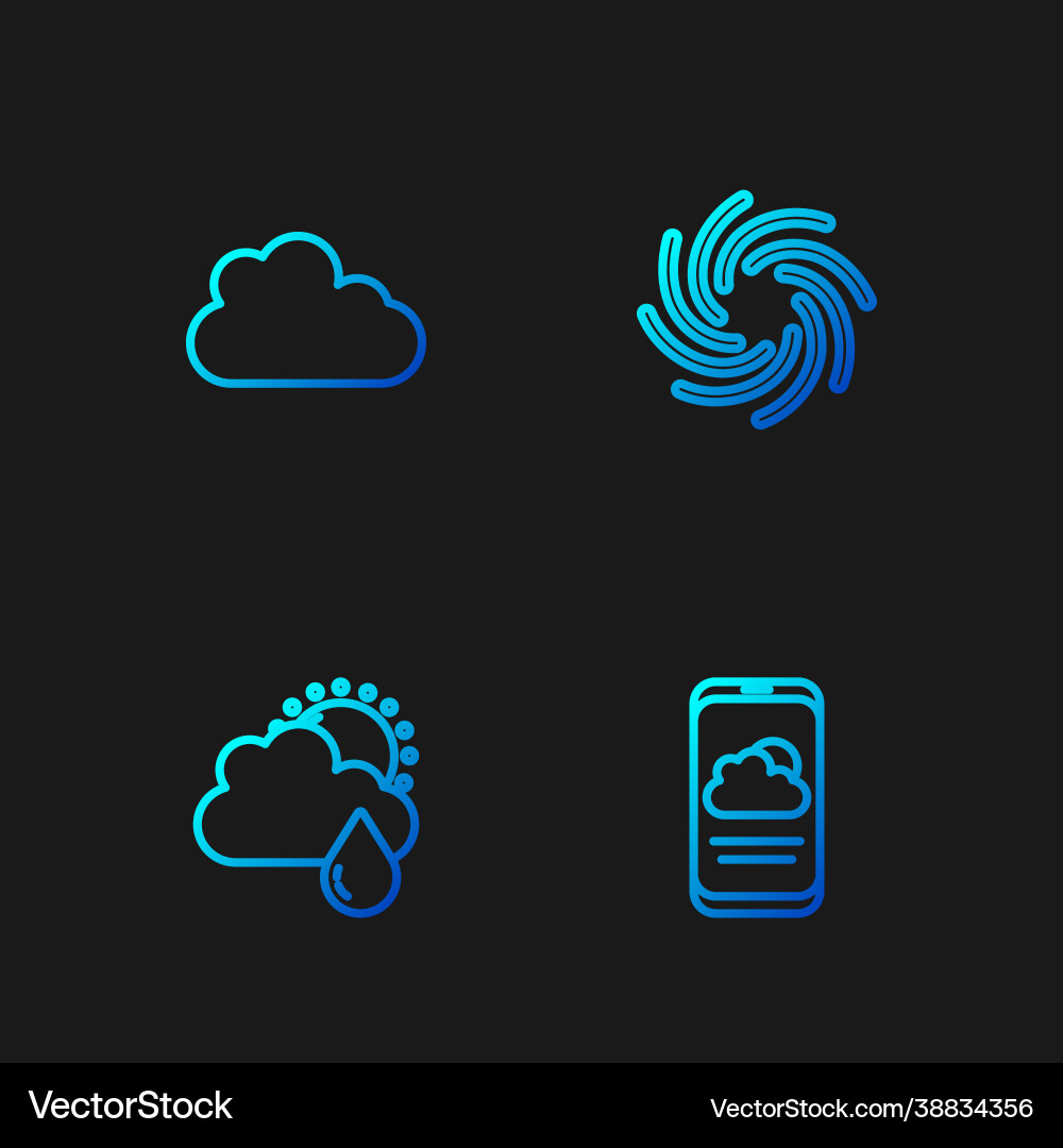 Set line weather forecast cloud with rain and sun Vector Image