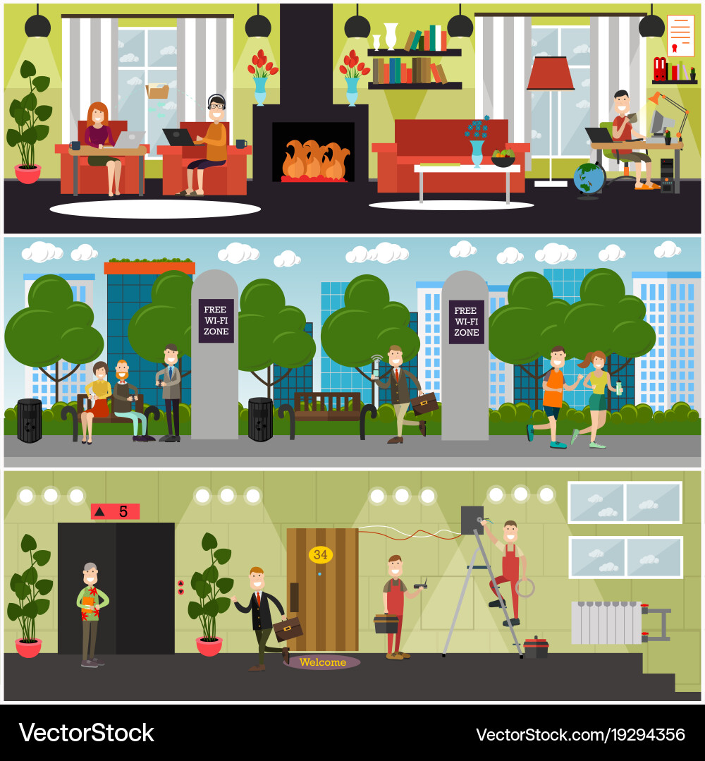 Set of internet concept posters banners Royalty Free Vector