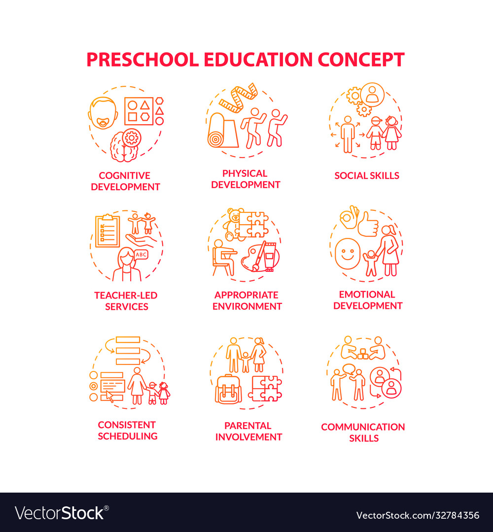 Toddlers preschool education concept icons set Vector Image Toddlers preschool education concept icons set Vector Image