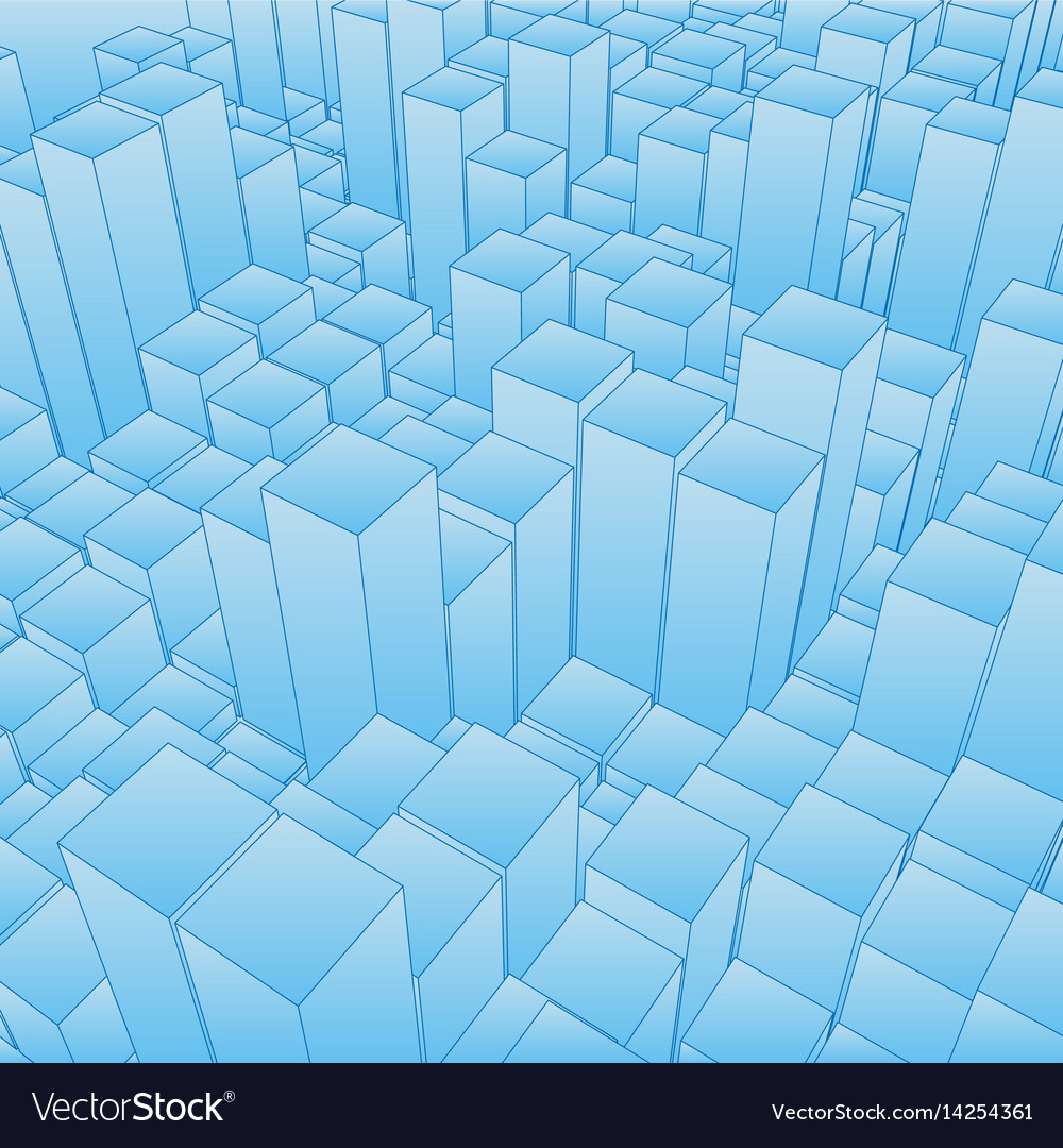 Abstract landscape with blue cubes Royalty Free Vector Image