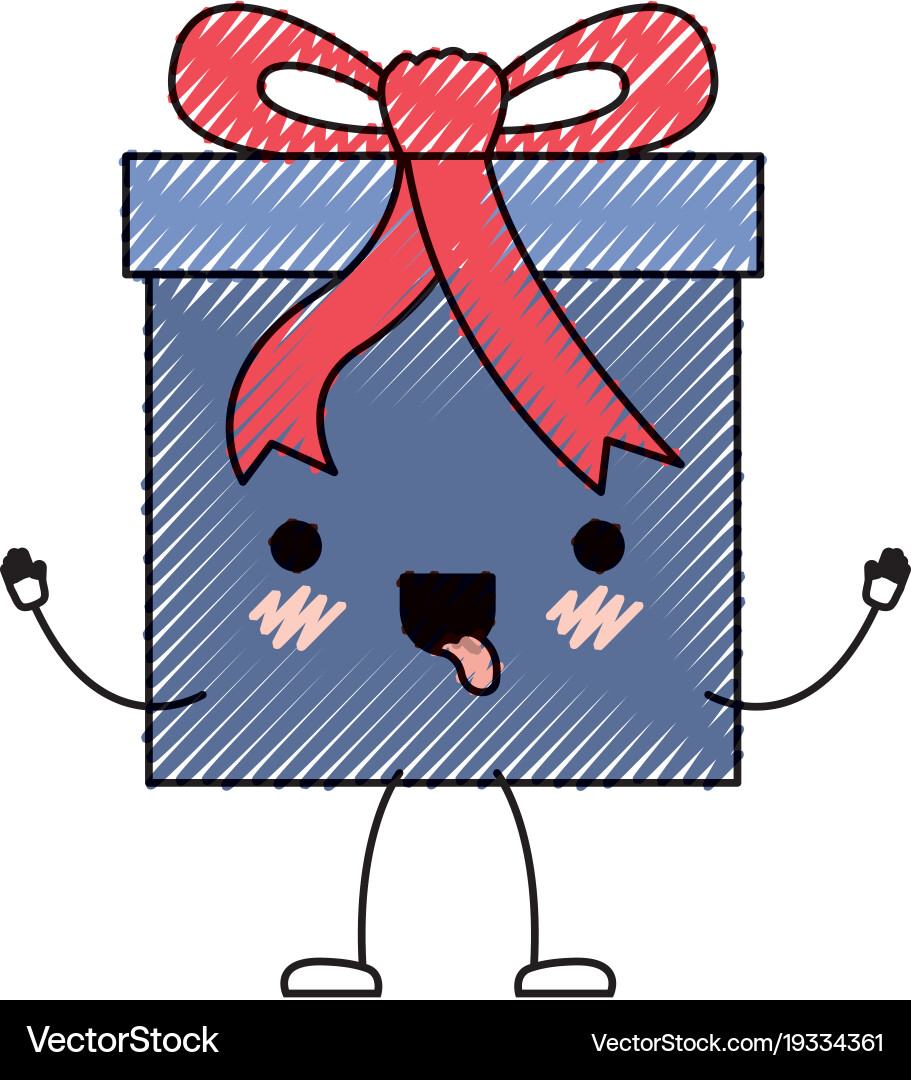 Animated kawaii gift box icon with decorative Vector Image
