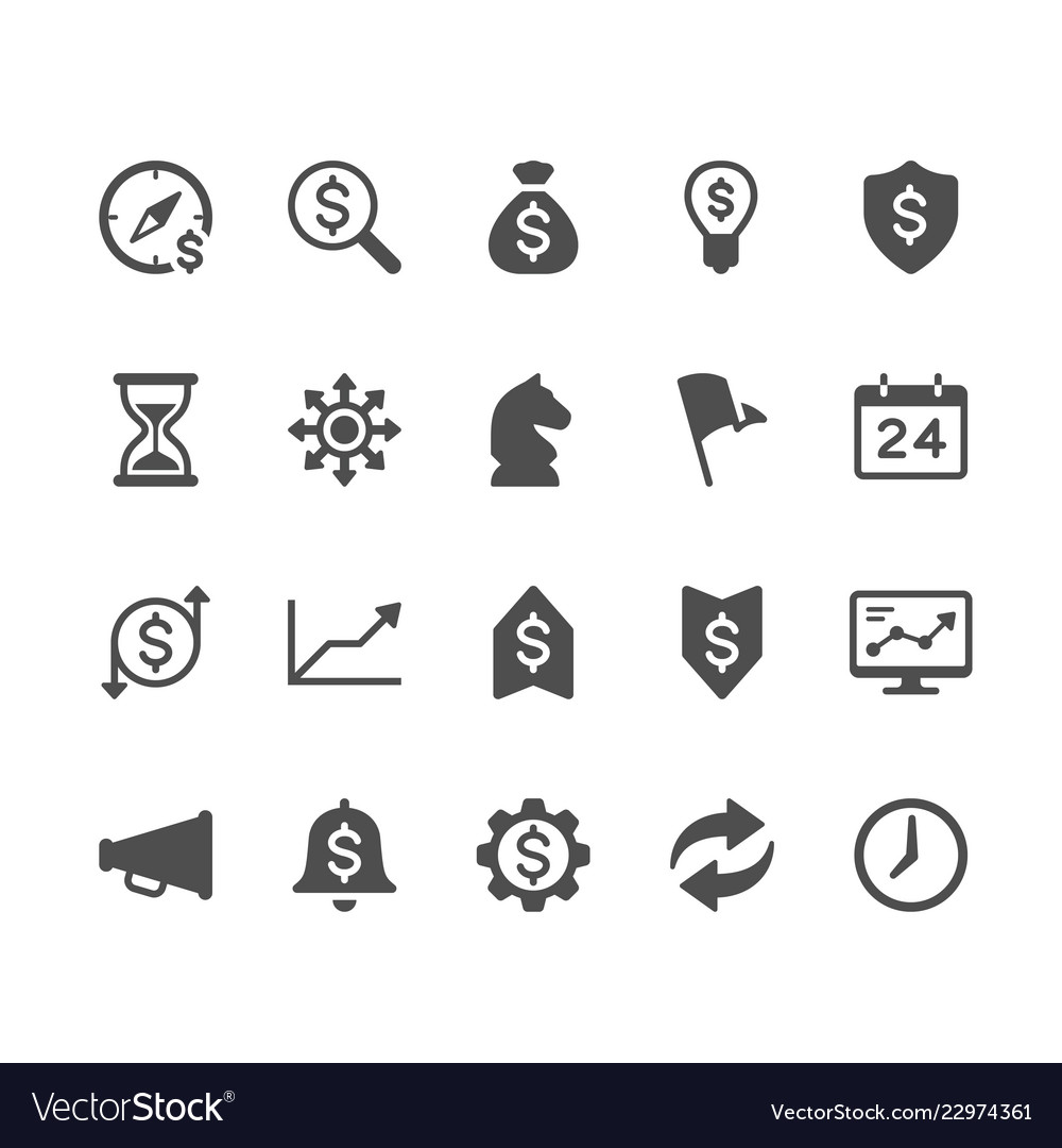 Business glyph icons Royalty Free Vector Image