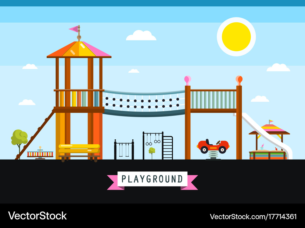 Children playground cartoon Royalty Free Vector Image