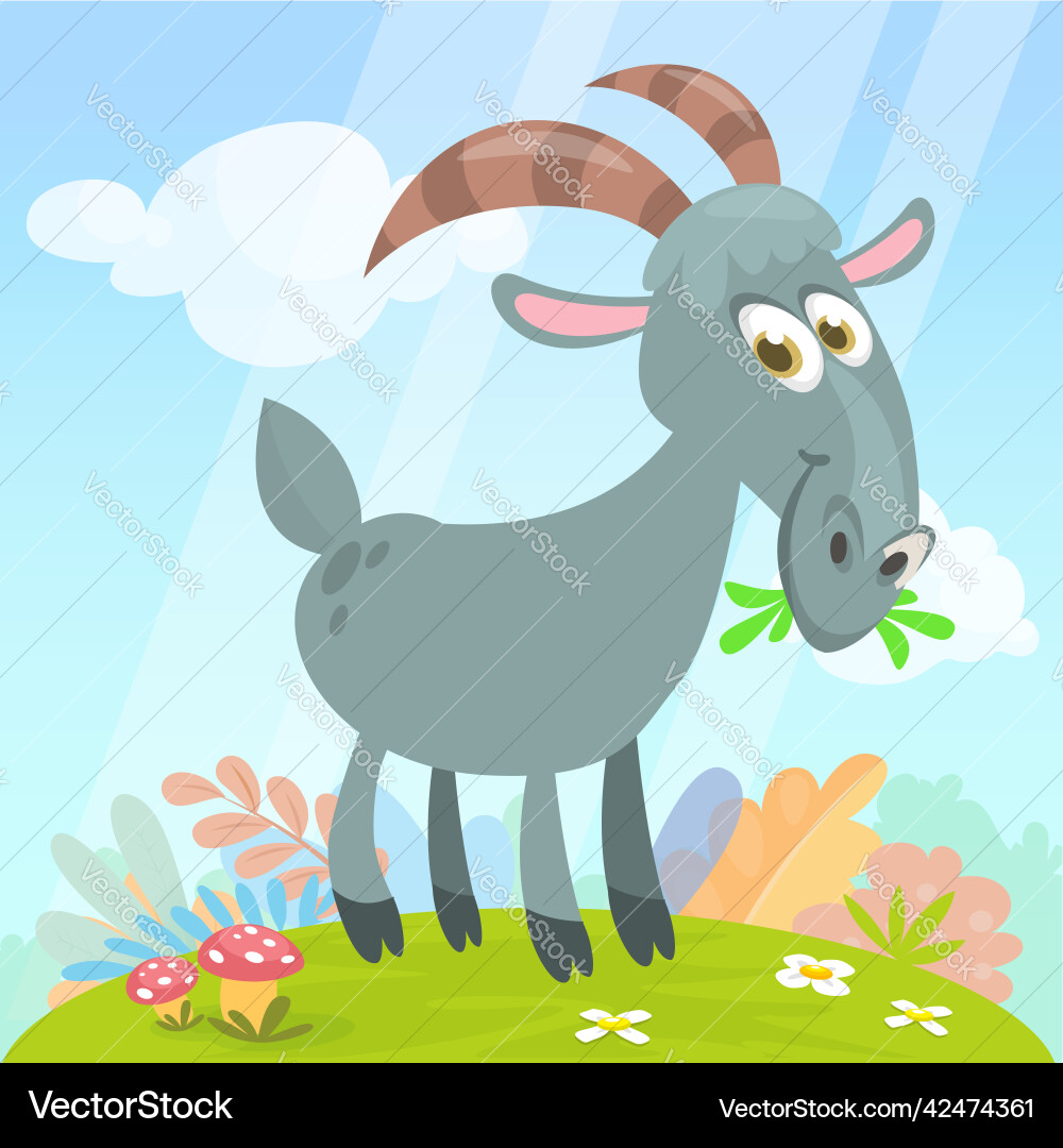 Cute goat character cartoon isolated Royalty Free Vector