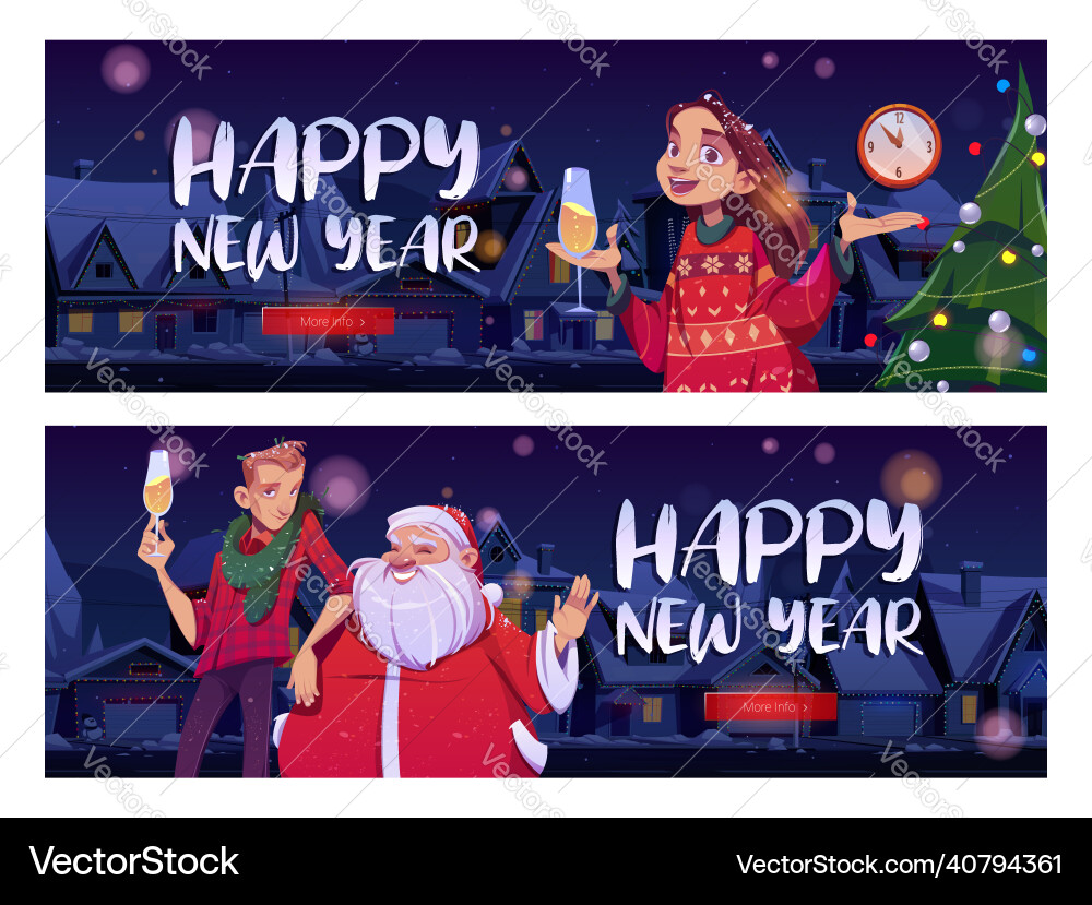 Happy new year web banners party celebration Vector Image
