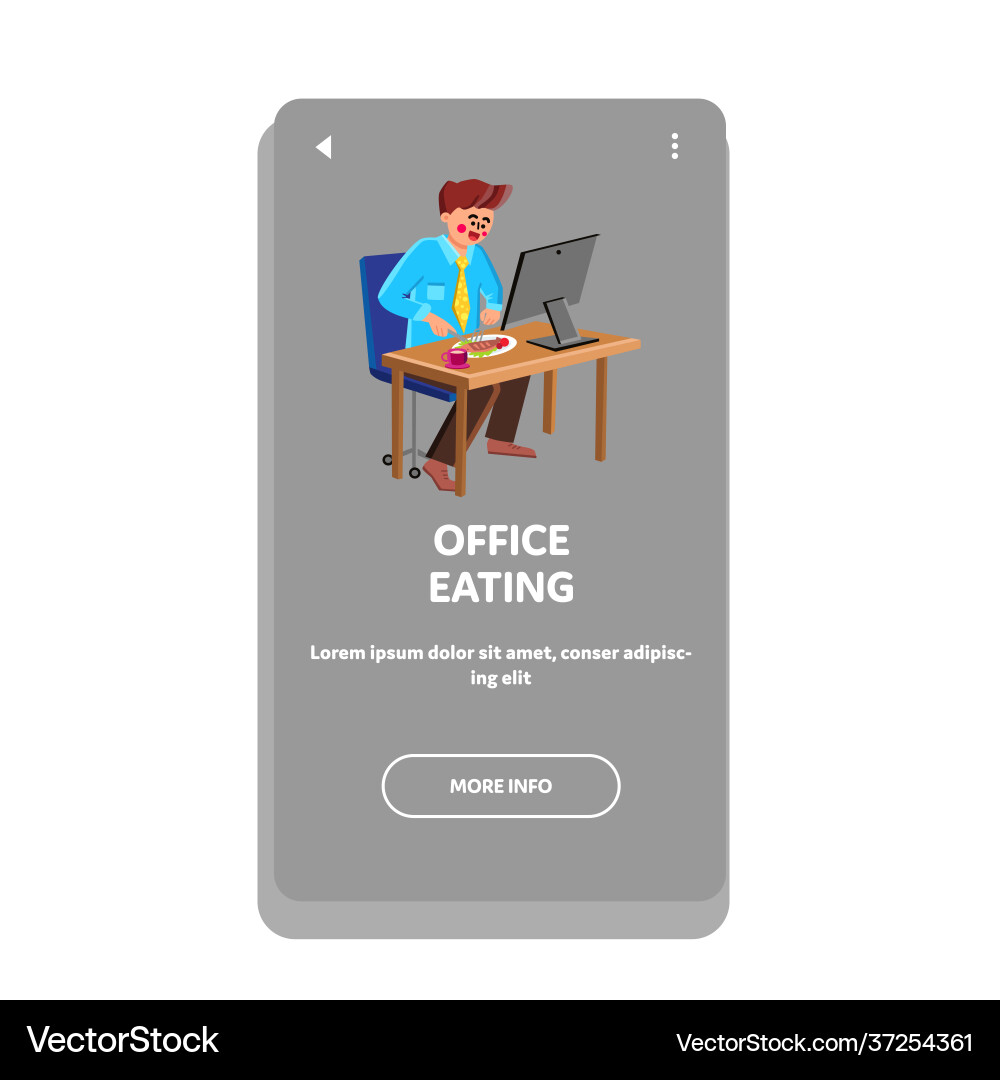 In office eating at workplace employee Royalty Free Vector