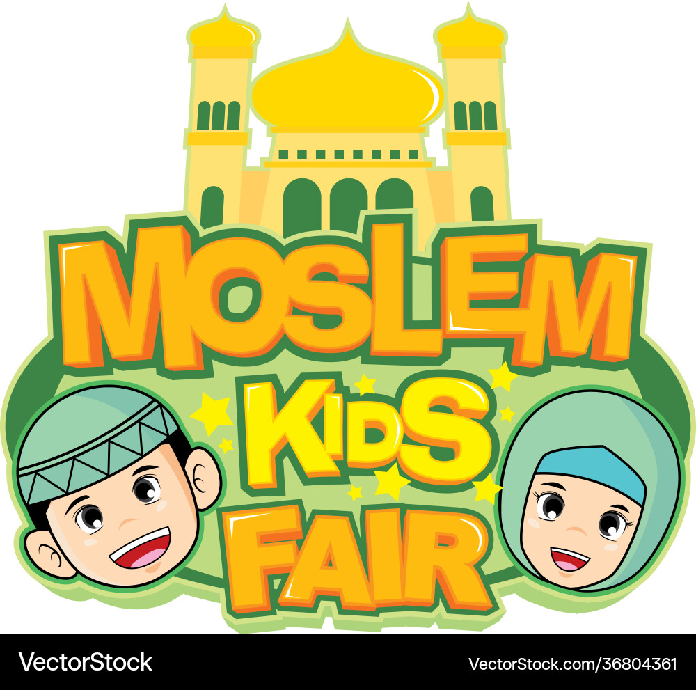 Moslem kids fair - logo design Royalty Free Vector Image