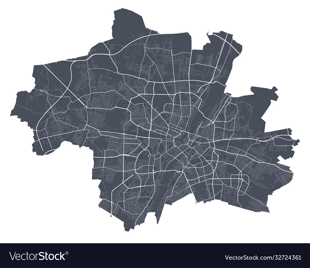 Munich map detailed city poster Royalty Free Vector Image